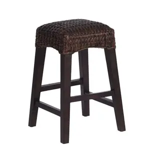 JONATHAN Y Maui Hyacinth/wood Backless Stool - Dark Brown 25.5" Counter Stool